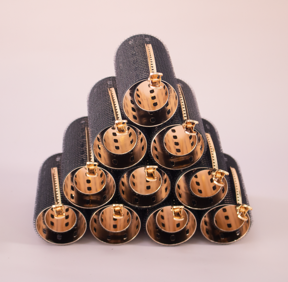 Ultimate Black & Gold Velcro Hair Roller Kit for Mega Volume & Bounce – Charlii